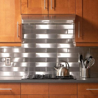 2.5" x 12" Stainless Steel Subway Tile - Stainless Steel Tile